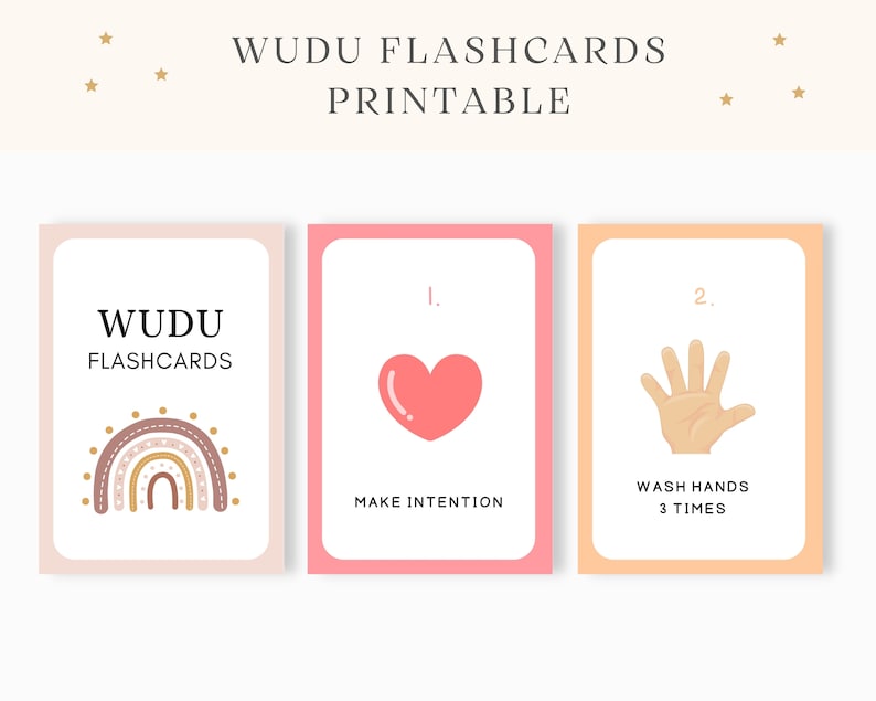 Wudu Flashcards, Islamic Wudu, Wudu Cards Printable, Wudu Guide for ...