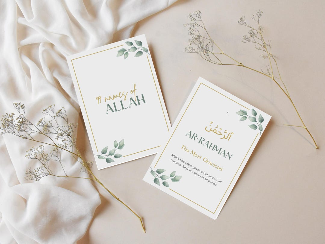 99 Names of Allah Cards, 99 Names of Allah, Asma Ul Husna, Muslim Gift, Asma Ul Husna Cards ...