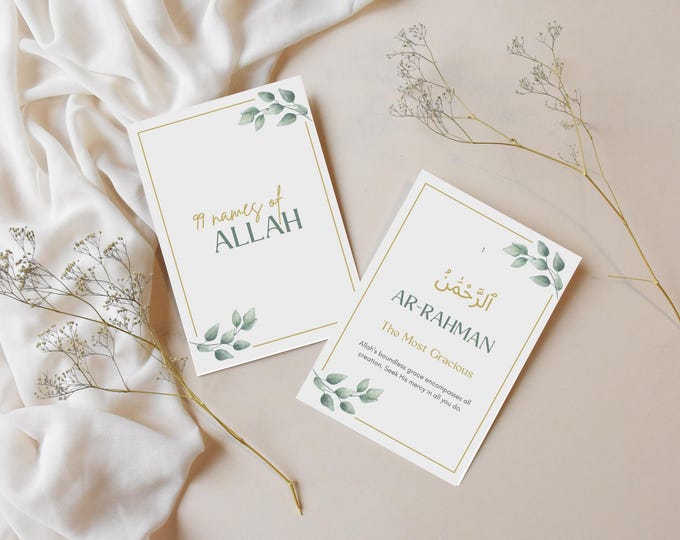 99 Names of Allah Cards - Asma-ul-husna Cards Small Wall Art With ...