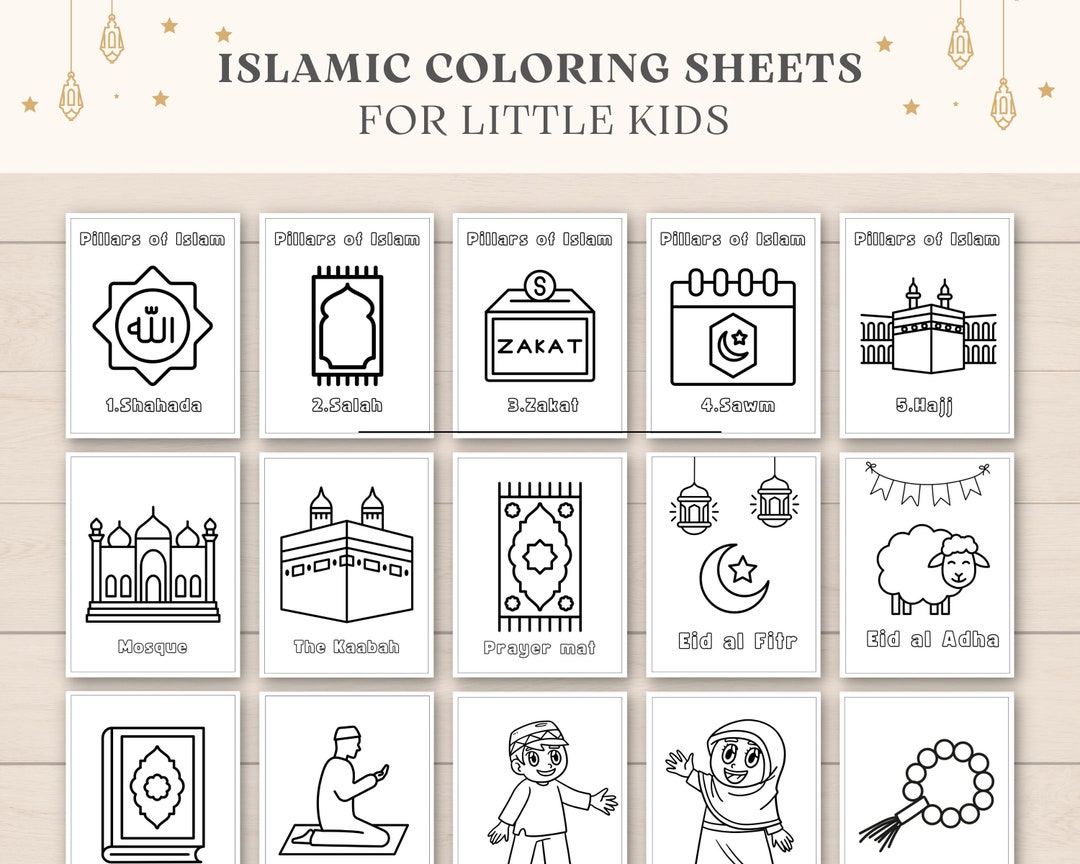 Islamic Coloring Pages Easy Kids Coloring Printable Ramadan - Etsy