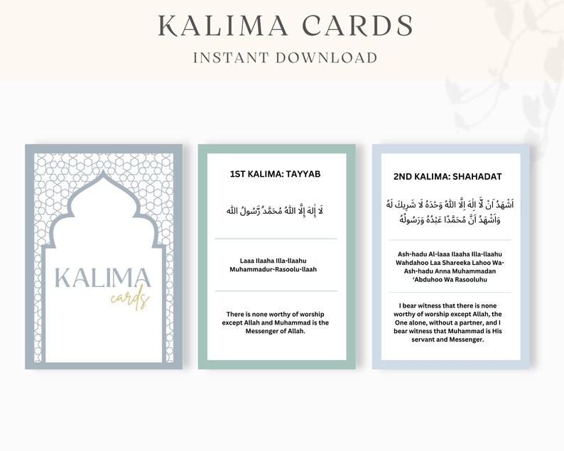 Kalima Flashcards the Six Kalimas Kalima of Islam Kalima - Etsy UK