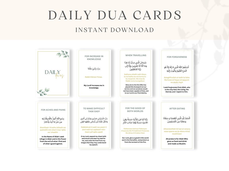 Dua Cards Printable Daily Duas Islamic Duas Dua Book - Etsy UK