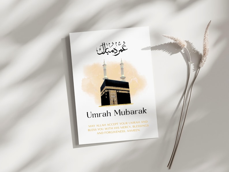 Umrah Mubarak Card, Umrah Greeting Card, Umrah Card Printable, Islamic ...