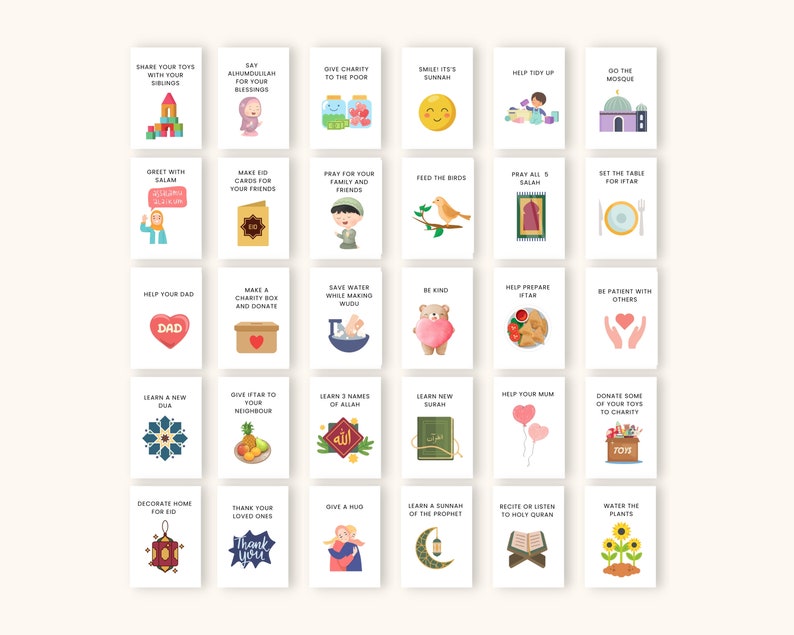 Good Deeds Cards Printable, Ramadan Cards, Ramadan Advent Cards, Kids ...