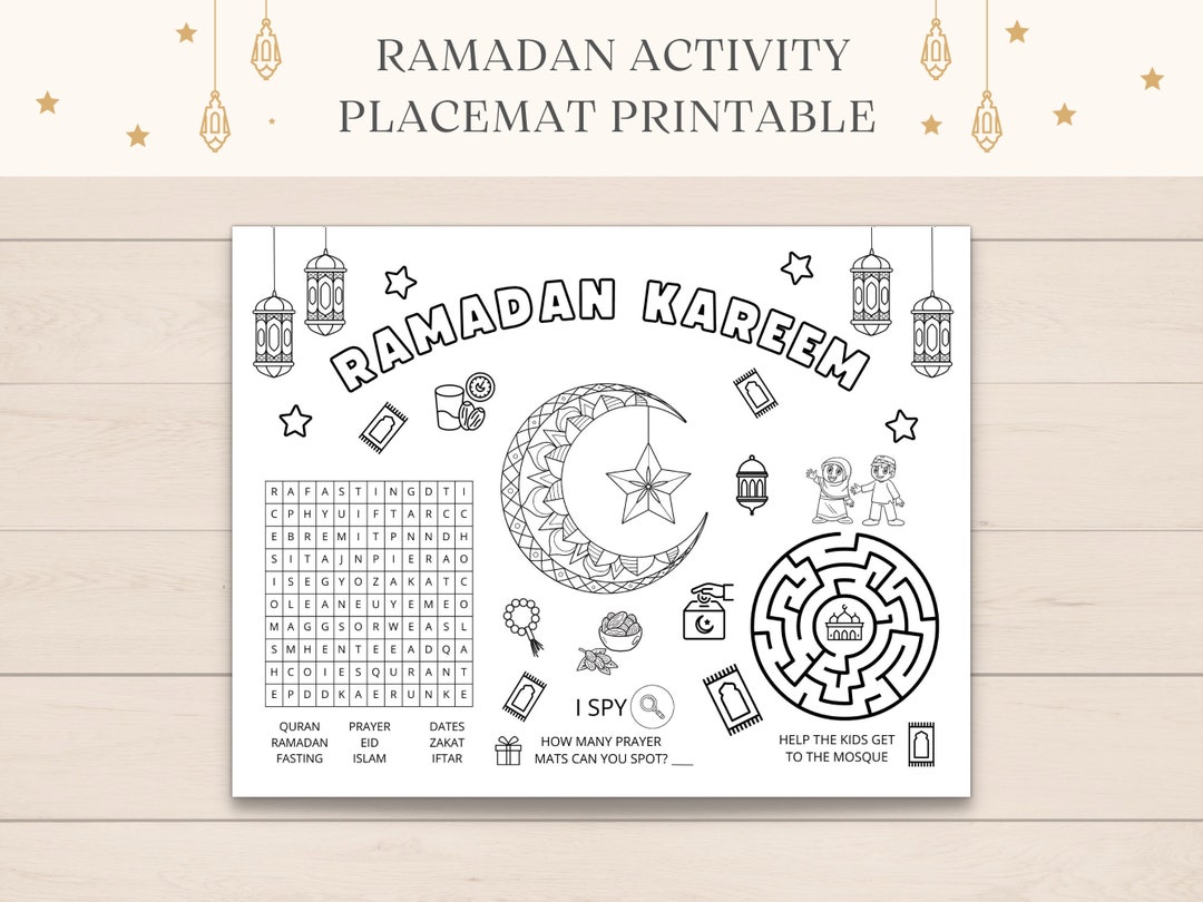 Ramadan Placemat Printable, Ramadan Activity Placemat, Ramadan ...