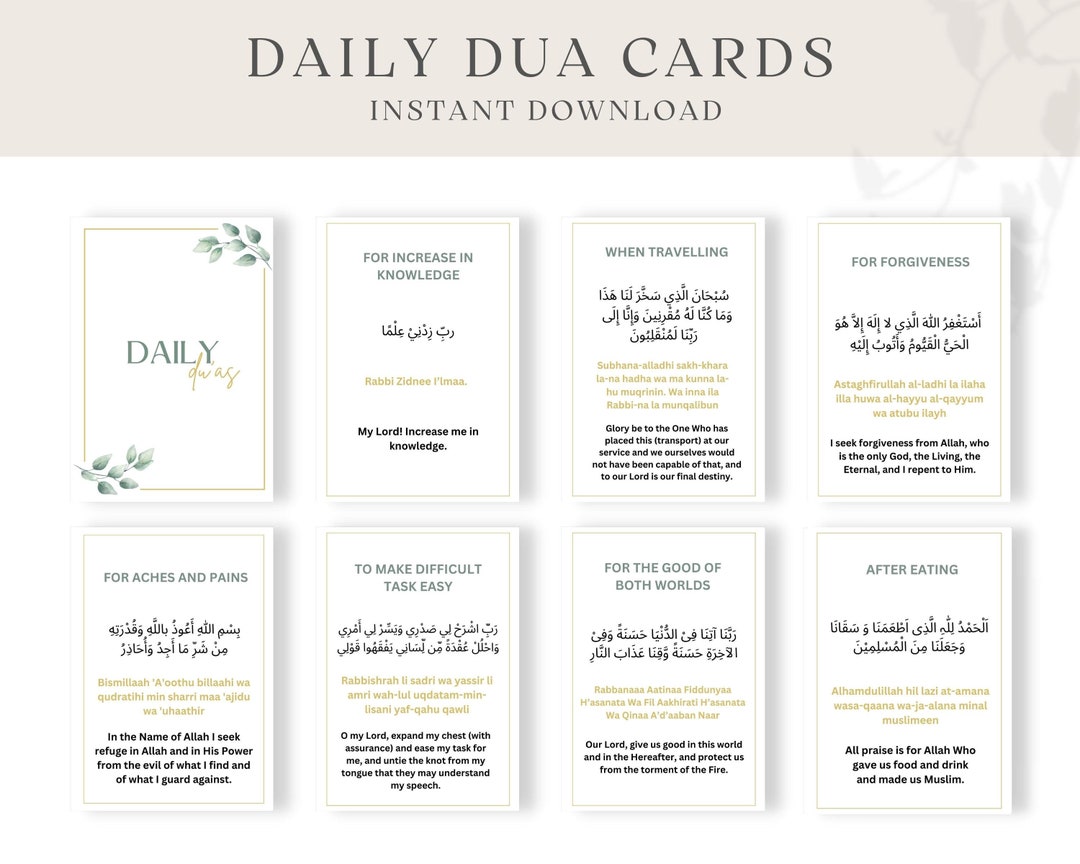 Dua Cards Printable Daily Duas Islamic Duas Dua Book - Etsy