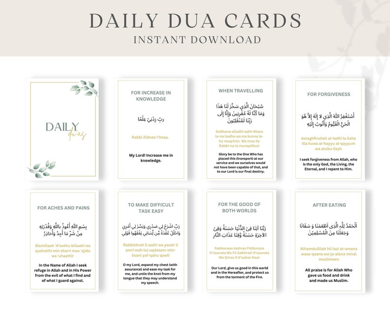 Dua Cards Printable Daily Duas Islamic Duas Dua Book - Etsy