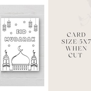 Eid Coloring Cards, DIY Eid Cards, Eid Card Printable, Eid Mubarak Card ...