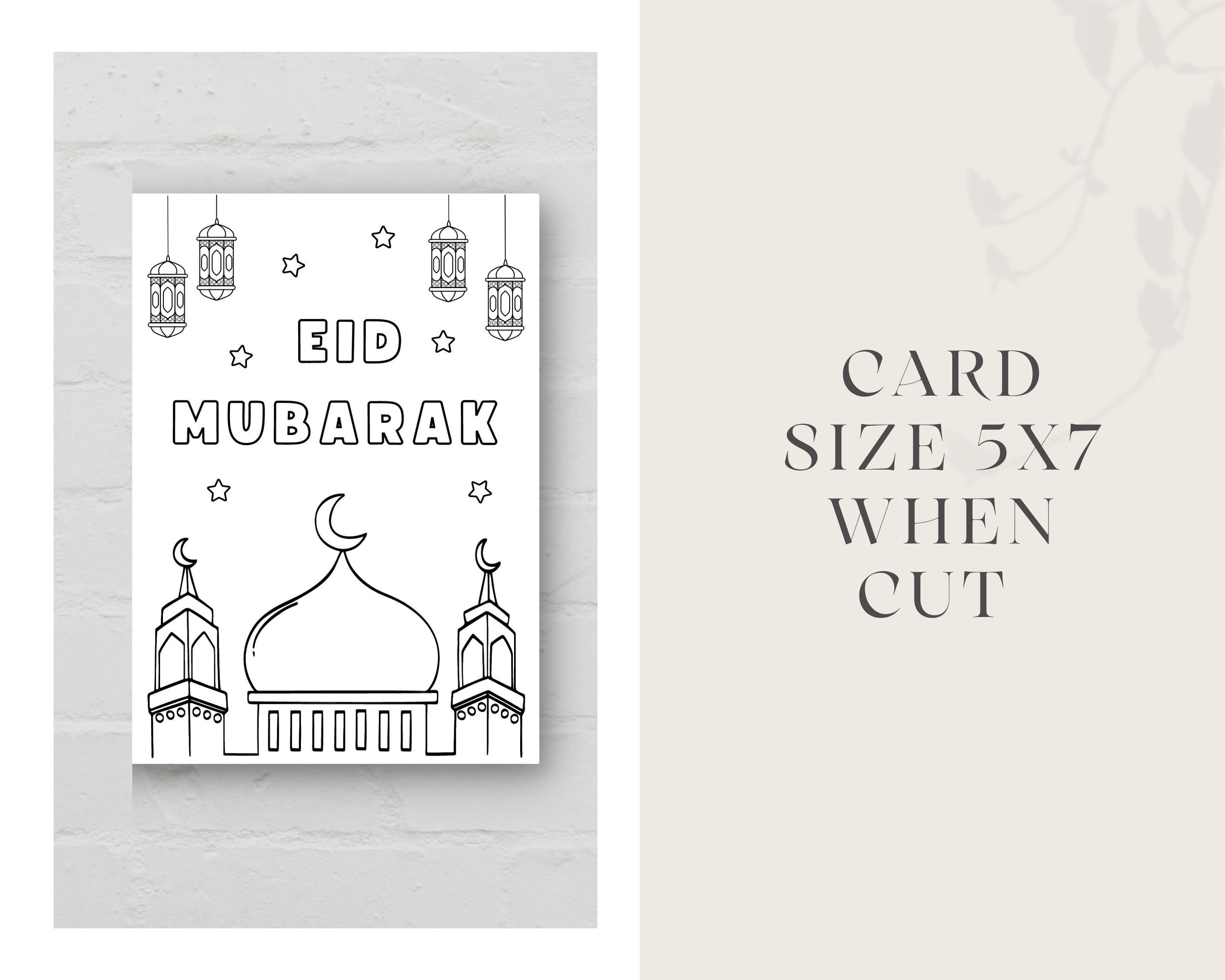 Eid Coloring Cards DIY Eid Cards Eid Card Printable Eid - Etsy