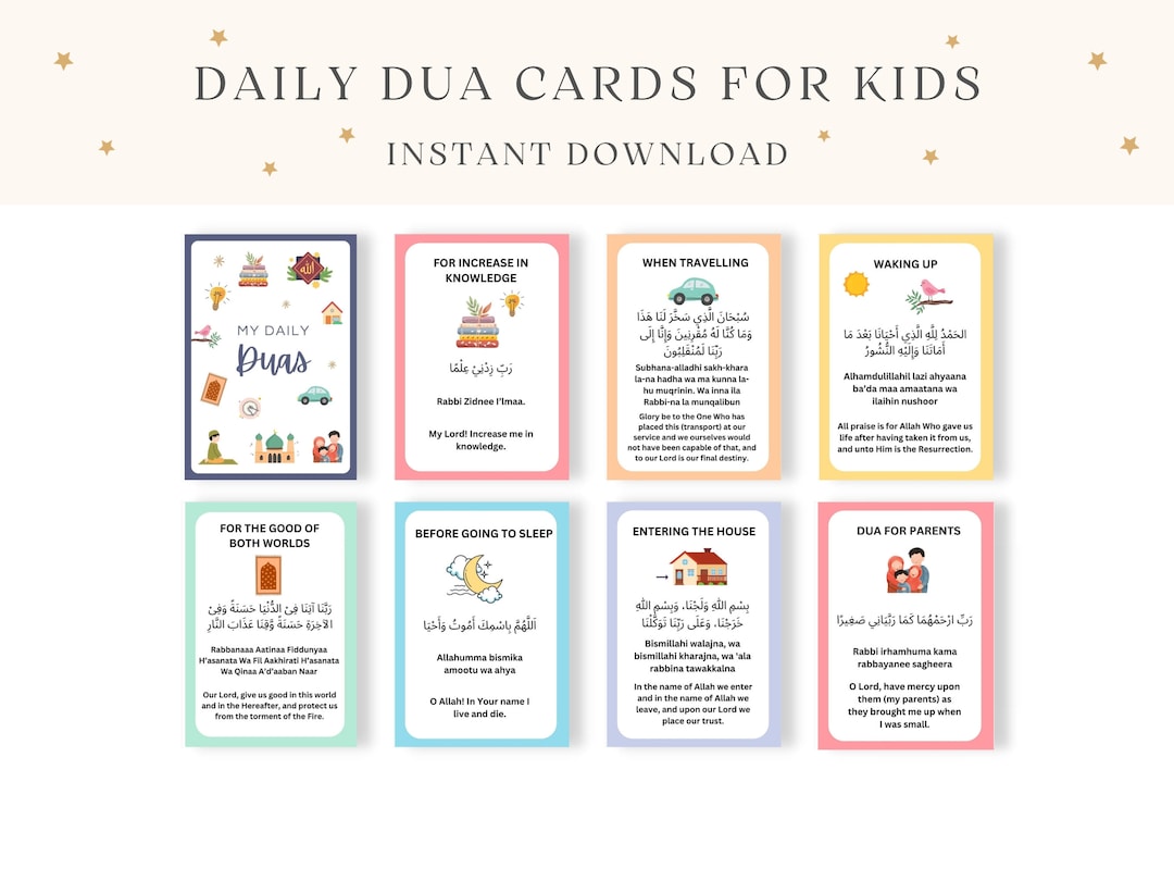 Kids Dua Cards, Islamic Kids Printables, Duas for Kids, Children Dua ...