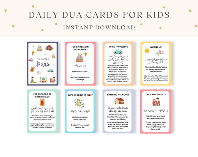 24 Daily Dua Islamic Flash Cards Muslim Digital Educational Quran ...