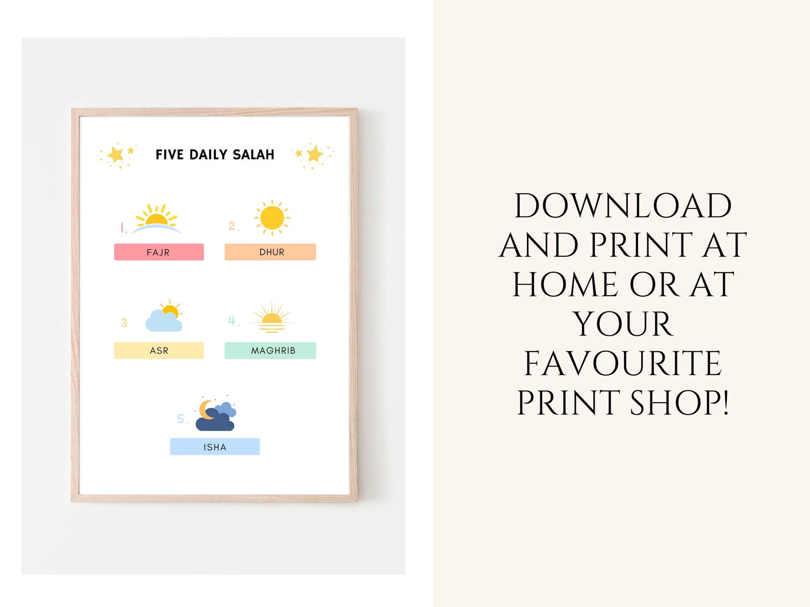 Salah Chart, Salah Poster, Five Daily Salah Poster, Islamic Prayer ...