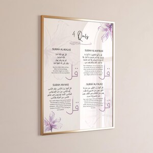 4 Quls Wall Art, Islamic Wall Art Printable, Muslim Wall Art, Quran ...