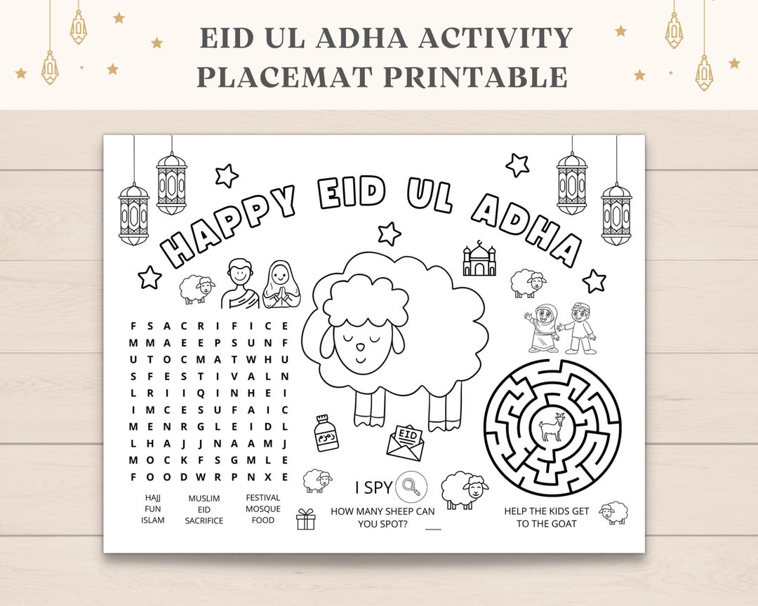 Eid Ul Adha Placemat Printable Eid Al Adha Activity Eid Ul - Etsy