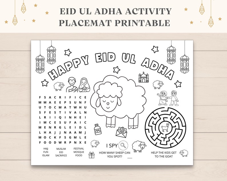 Eid Ul Adha Placemat Printable Eid Al Adha Activity Eid Ul - Etsy