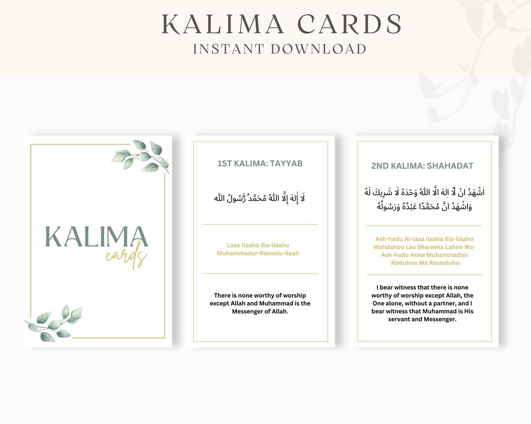Kalmah Flashcards Printable the Six Kalmahs Kalmah of Islam - Etsy