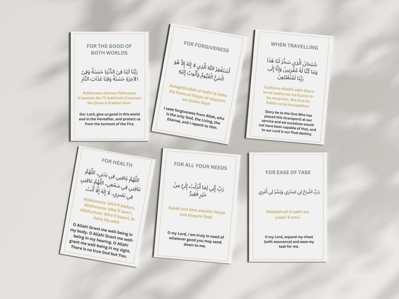 Islamic Flashcards Bundle, Islamic Duas, Dua Cards, Dhikr Cards, Kalima ...