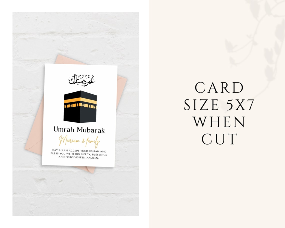 Personalised Umrah Card, Umrah Mubarak Card, Umrah Card Printable ...