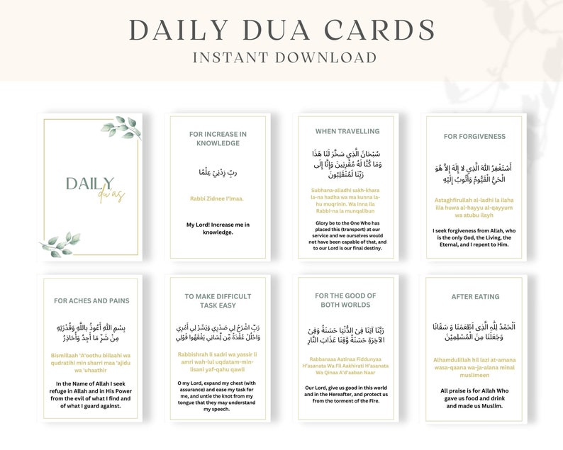 Dua Cards Islamic Duas Dua Cards Printable Dua Book Duas - Etsy