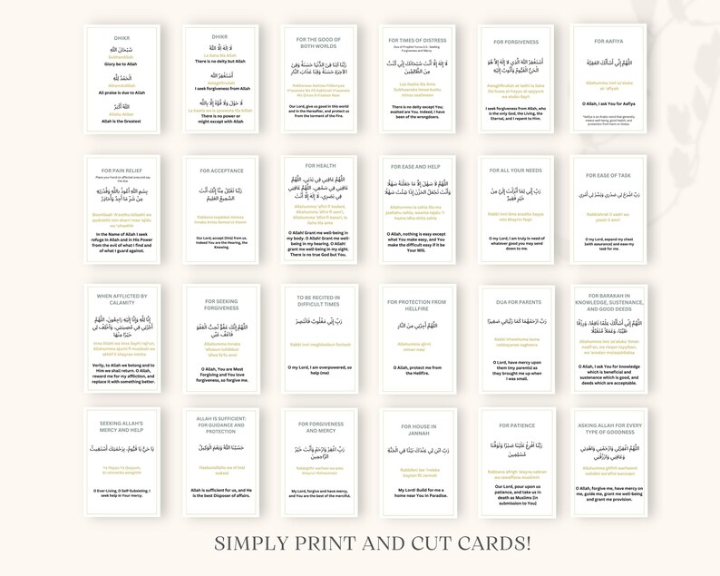 Dua Cards Printable Duas Dhikr Daily Duas Islamic Duas - Etsy UK