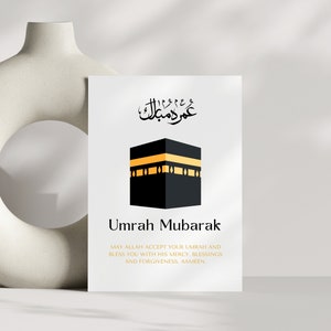 Umrah Mubarak Card Printable, Umrah Card Printable, Islamic Greeting ...