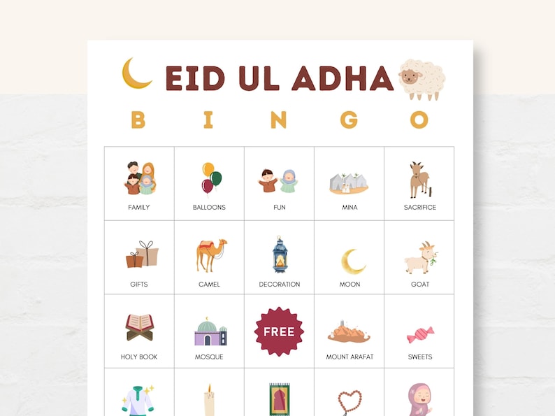 Eid Bingo, Eid Ul Adha Bingo, Eid Mubarak, Eid Games, Hajj Activity ...