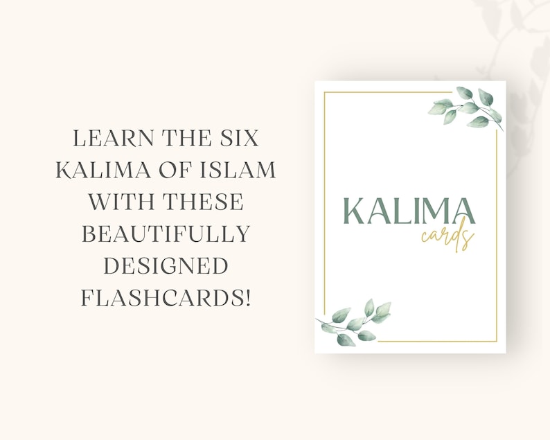 Kalmah Flashcards Printable, the Six Kalmahs, Kalmah of Islam, Kalimah ...