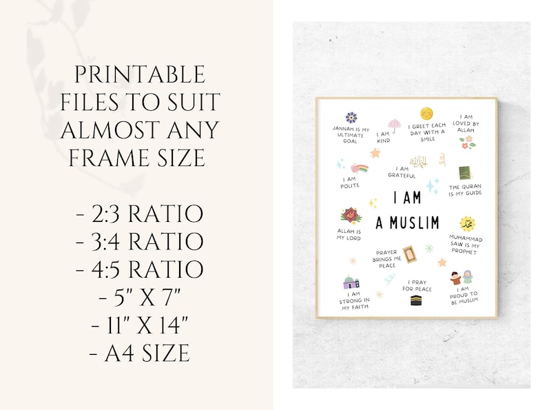 Islamic Affirmations Wall Art, Wall Art Printable, Muslim Affirmations ...