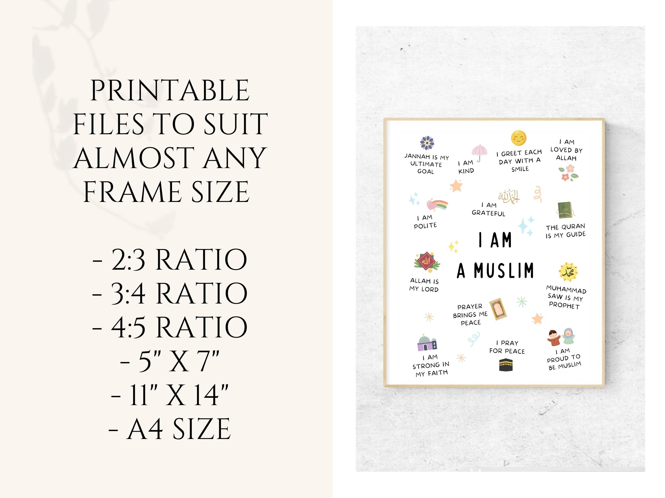 Islamic Affirmations Wall Art, Wall Art Printable, Muslim Affirmations ...