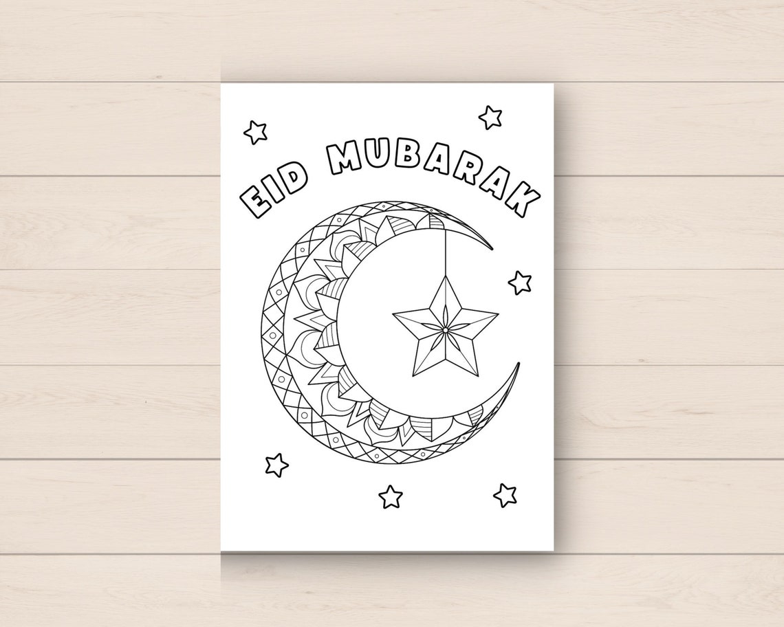 Eid Coloring Cards DIY Eid Cards Eid Card Printable Eid - Etsy