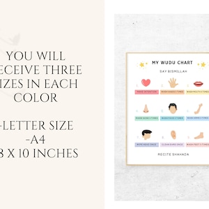Wudu Chart Printable, Wudu Poster, Islamic Wudu, Wudu Guide for Kids ...