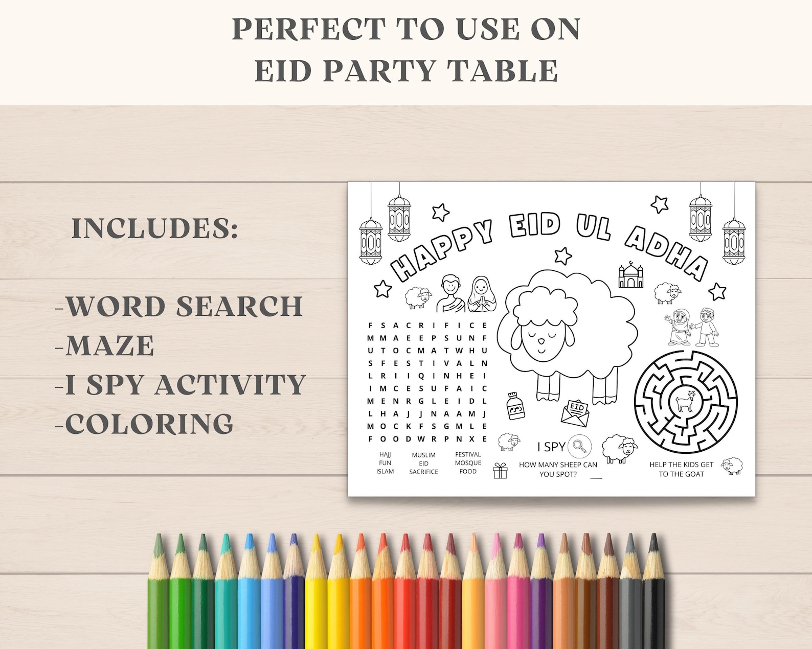 Eid Ul Adha Placemat Printable, Eid Al Adha Activity, Eid Ul Adha ...