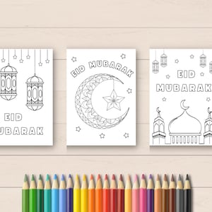 Eid Coloring Cards, DIY Eid Cards, Eid Card Printable, Eid Mubarak Card ...