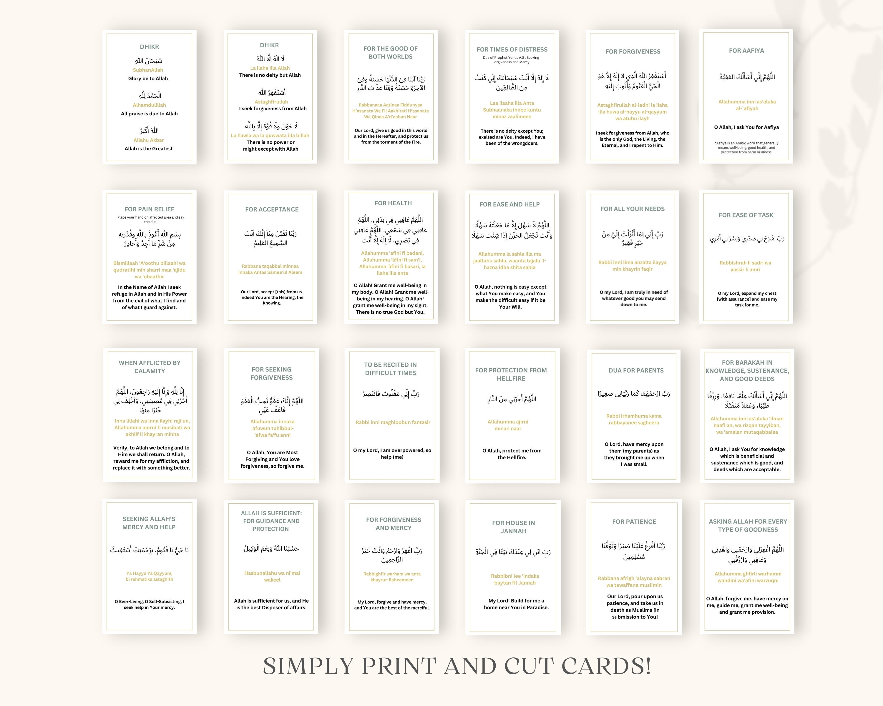 Dua Cards Islamic Duas Dua Cards Printable Dua Book Duas - Etsy