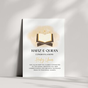 Personalised Quran Hifz Card, Hifdh Quran Card, Hifz Completion, Quran ...
