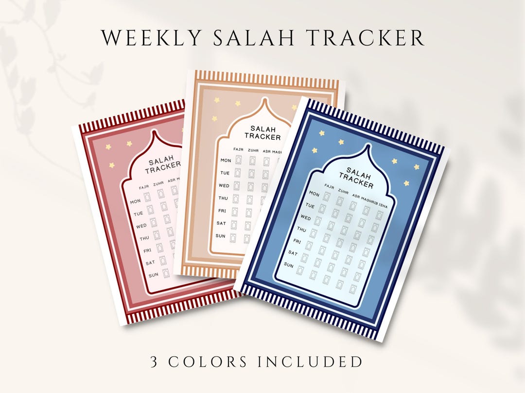Salah Tracker Printable, Daily Salah Tracker, Salah Chart, Prayer Chart ...