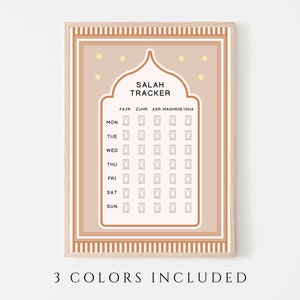 Salah Tracker Printable, Daily Salah Tracker, Salah Chart, Prayer Chart ...
