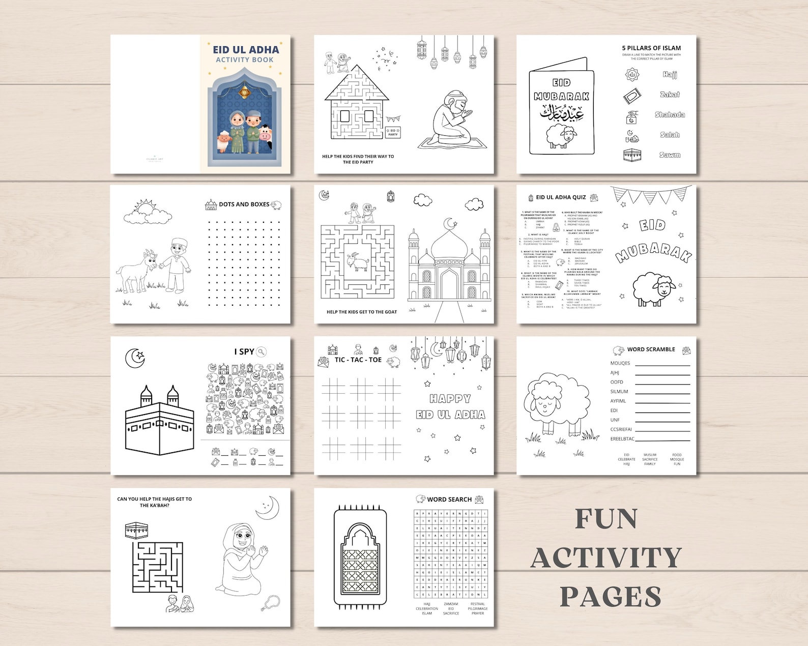 Eid Ul Adha Activity Book Printable, Eid Activity Printable, Hajj Kids ...
