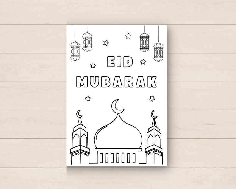 Eid Coloring Cards DIY Eid Cards Eid Card Printable Eid - Etsy