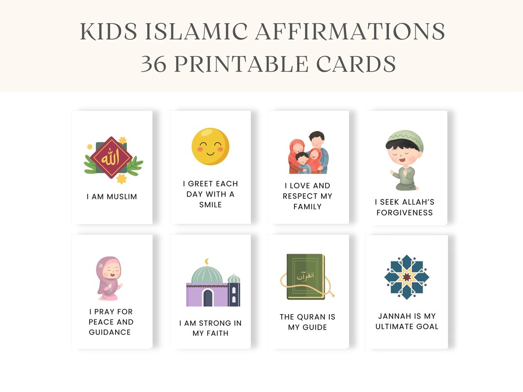 Islamic Affirmations Cards for Kids, Muslim Affirmations, Muslim Kids ...