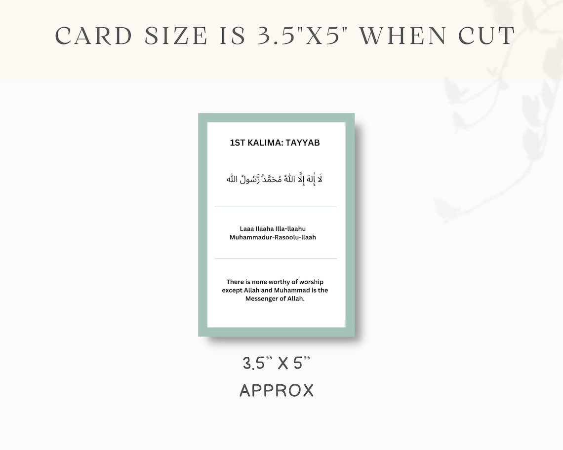 Kalima Flashcards the Six Kalimas Kalima of Islam Kalima - Etsy UK