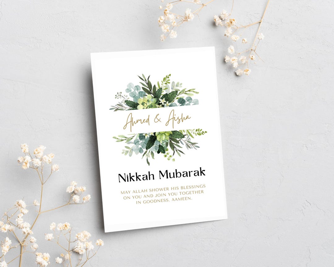 Personalised Nikkah Mubarak Card, Nikkah Greeting Card, Islamic Wedding ...