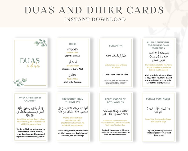 Dua Cards Printable Duas Dhikr Daily Duas Islamic Duas - Etsy UK