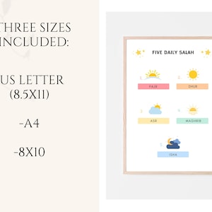 Salah Chart, Salah Poster, Five Daily Salah Poster, Islamic Prayer ...