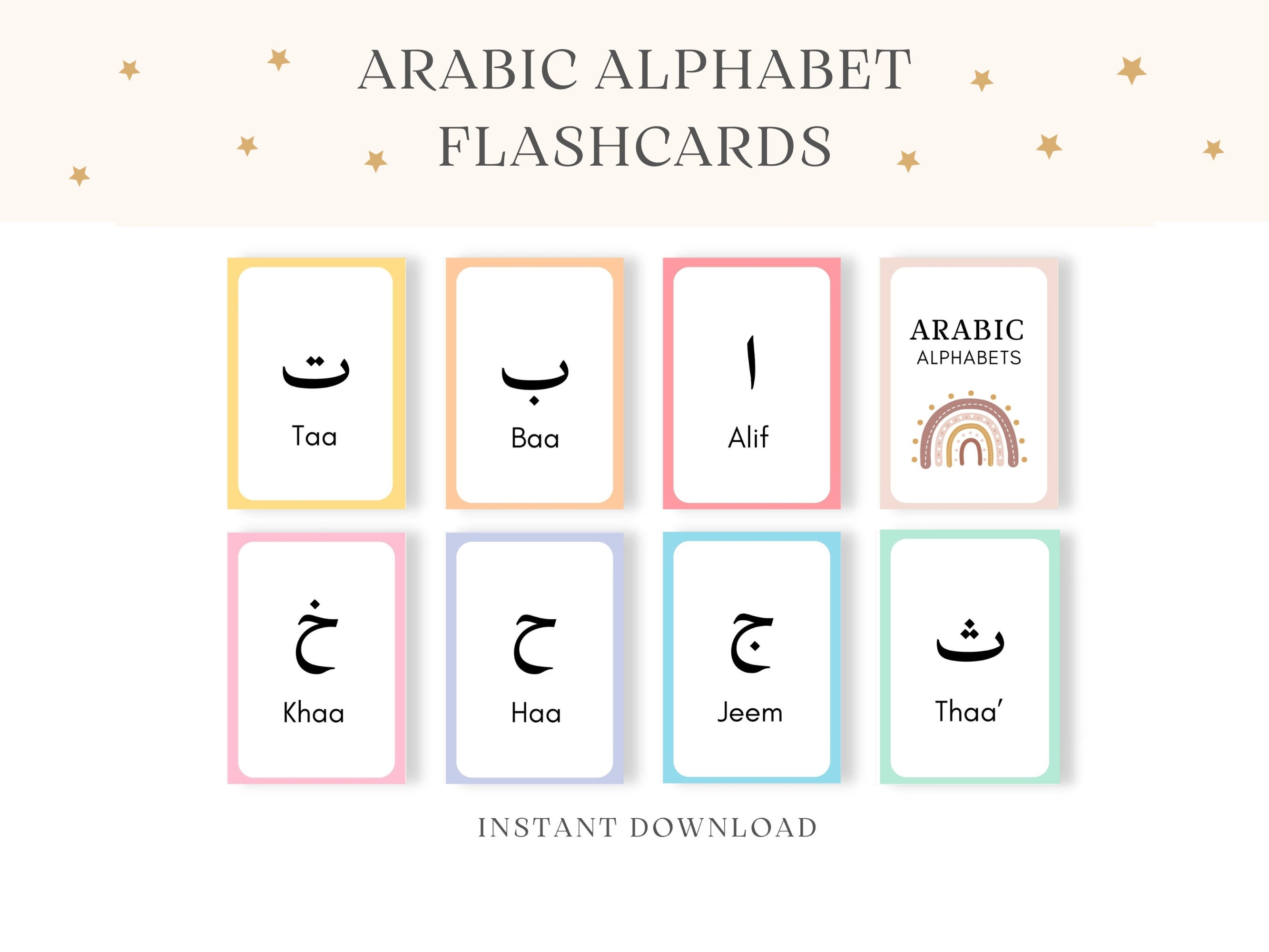 Arabic Alphabet Flash Cards Printable