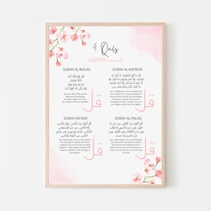 4 Quls Wall Art, Islamic Wall Art, Printable Muslim Wall Art, Quran ...