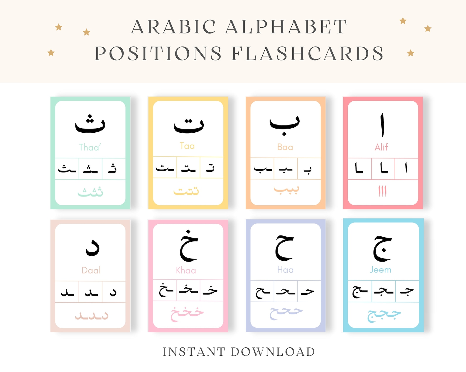 Arabic Alphabet Positions Arabic Letters Letter Position - Etsy Canada
