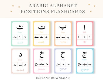 Arabic Letter Flashcards different Positions - Etsy