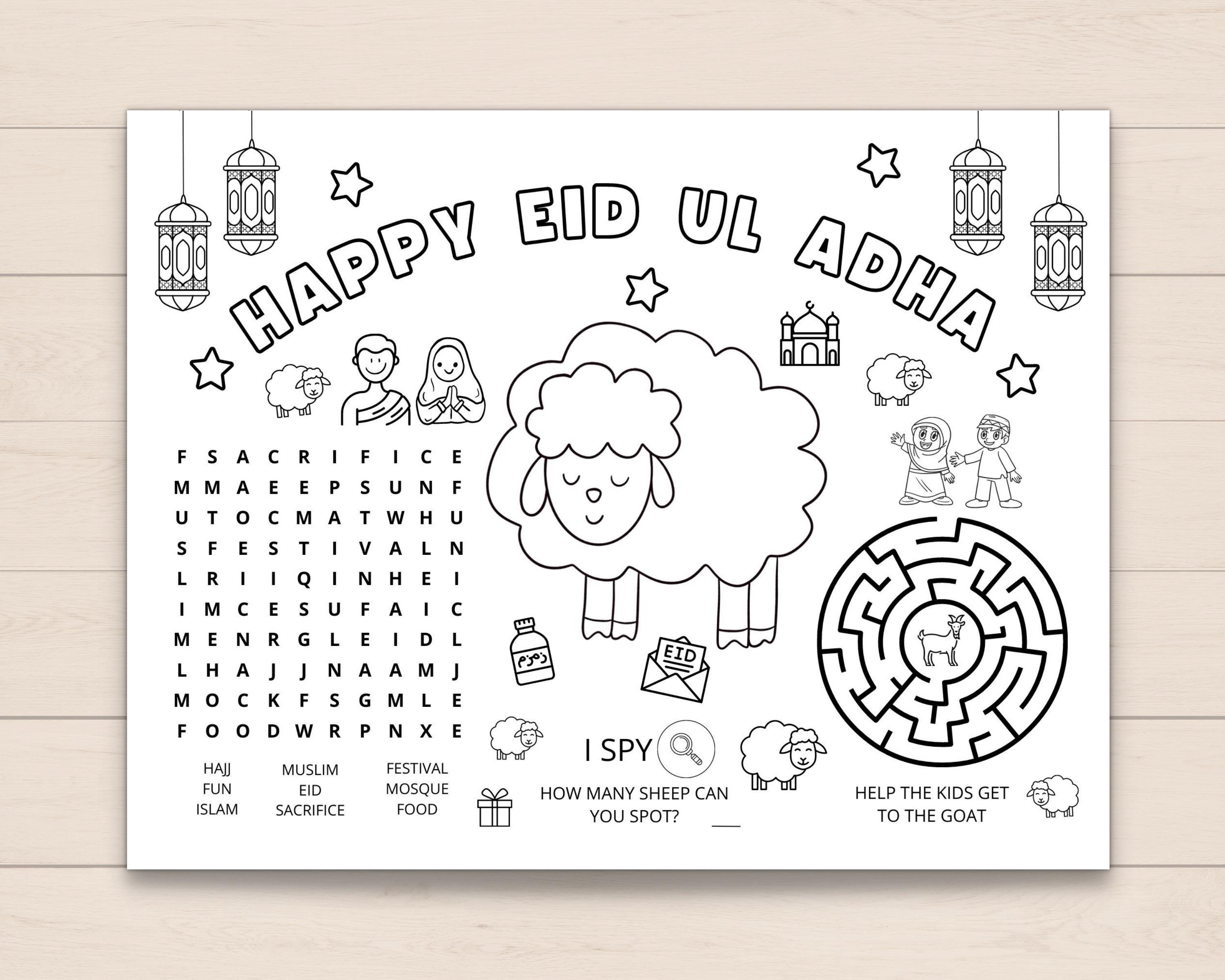 Eid Ul Adha Placemat Printable Eid Al Adha Activity Eid Ul - Etsy