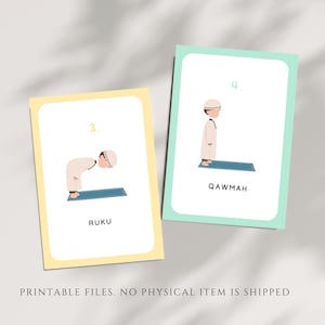 Salah Positions Flashcards, Islamic Prayer Steps for Kids, Learn Salah ...